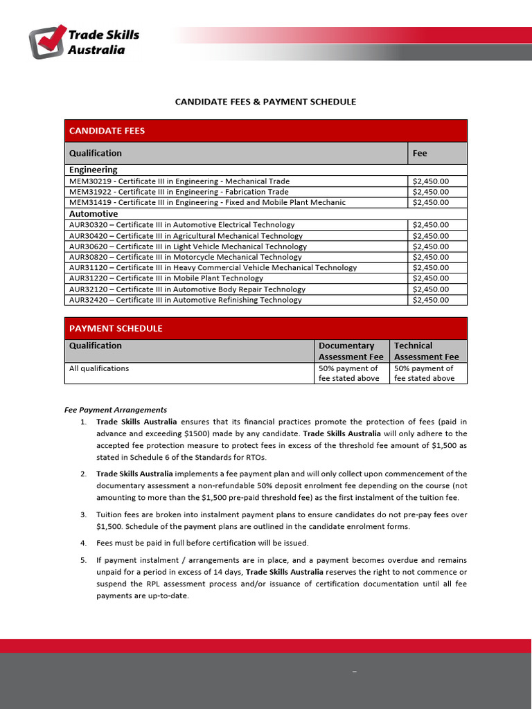 TSA-Candidate-Fees-Payment-Schedule-V2.1 | PDF