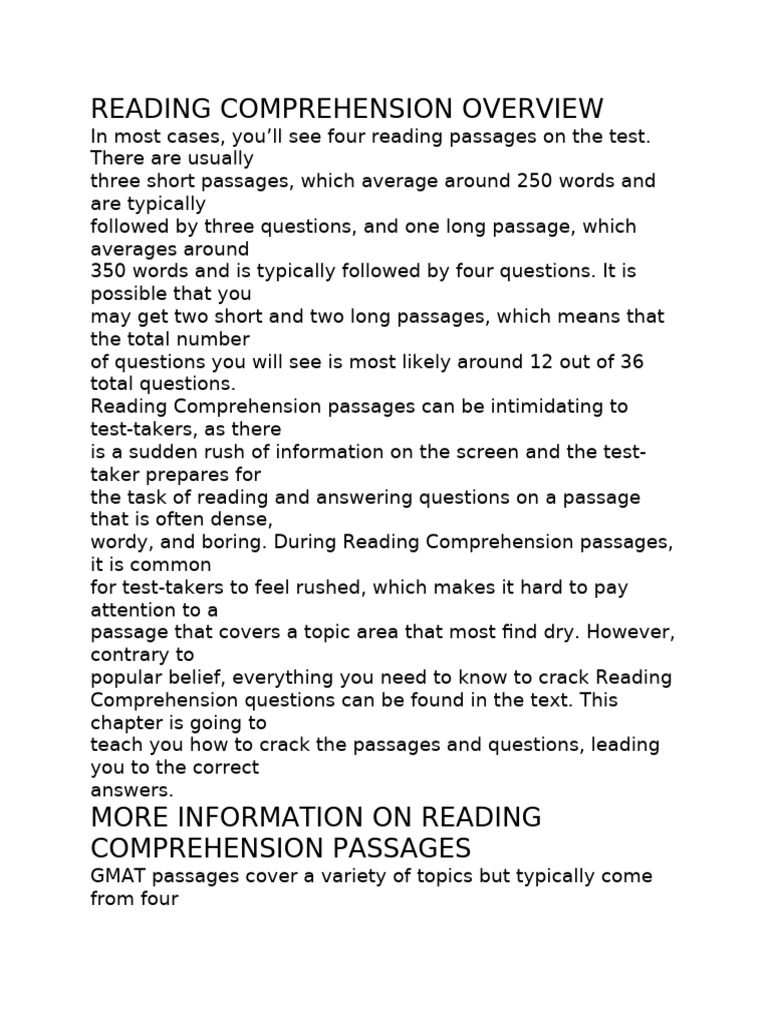 Reading Comprehension Overview | PDF