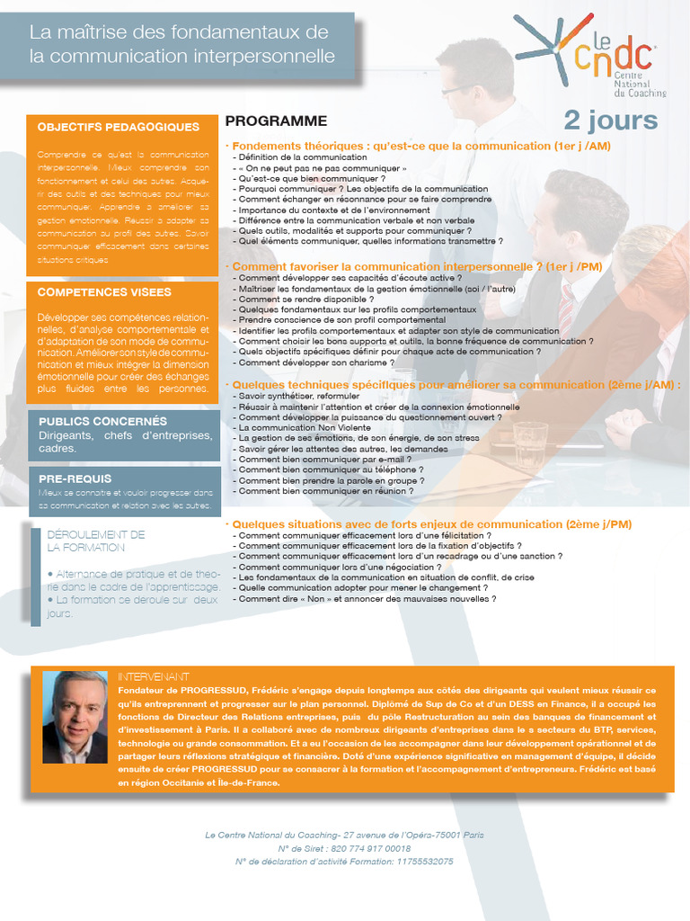 Fiche de Formation La Communication Interpersonnelle | PDF