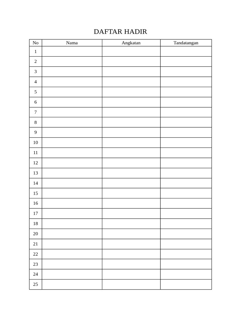 Daftar Hadir HSL | PDF