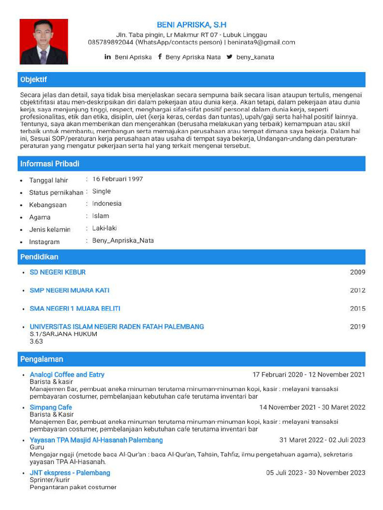 Berkas Lamaran Beni Apriska 11zon | PDF