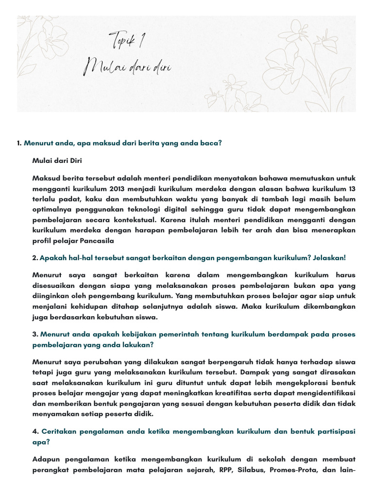 Kurnia Dwisila Adi Pradana - Mulai Dari Diri - Topik 1 | PDF