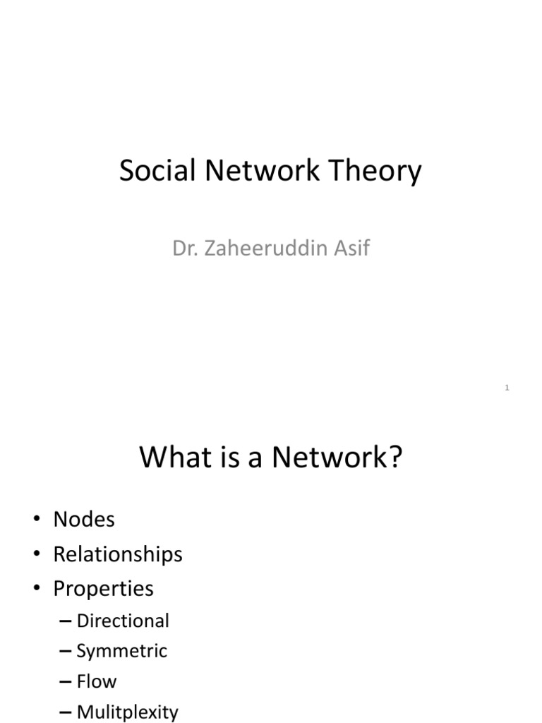 Social Network Theory: Dr. Zaheeruddin Asif | PDF