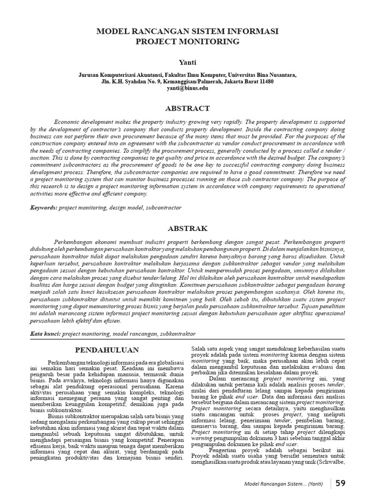 Model Rancangan Sistem Informasi Project | PDF