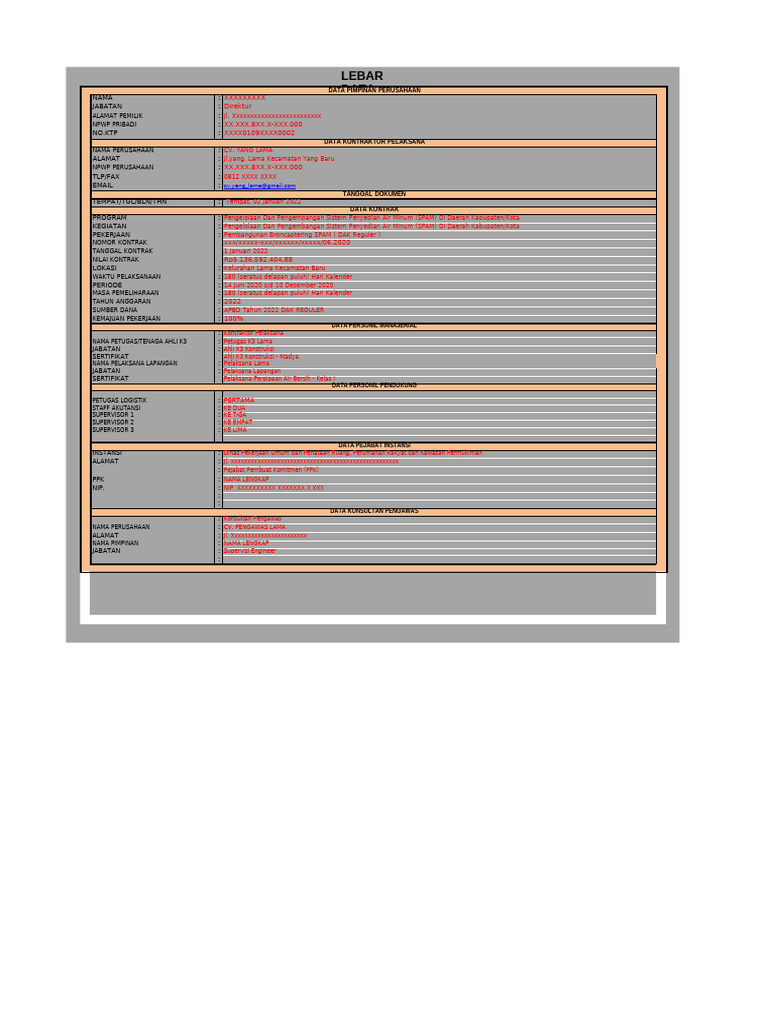 FORMAT RMPK Kontraktor | PDF