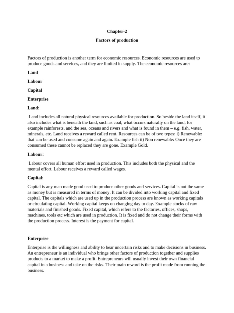 Ch 2 Factors Of Production Pdf