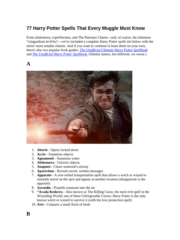 Harry Potter Spells | PDF