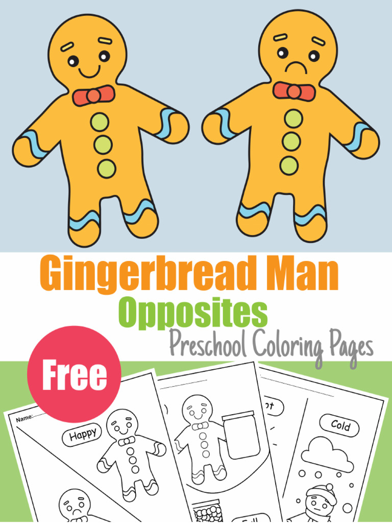 Gingerbread Man Free Preschool Coloring Pages Free Printable Book PDF ...