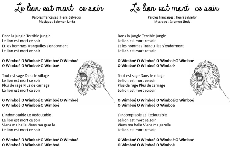 PAROLES Le Lion Est Mort Ce Soir 1 | PDF