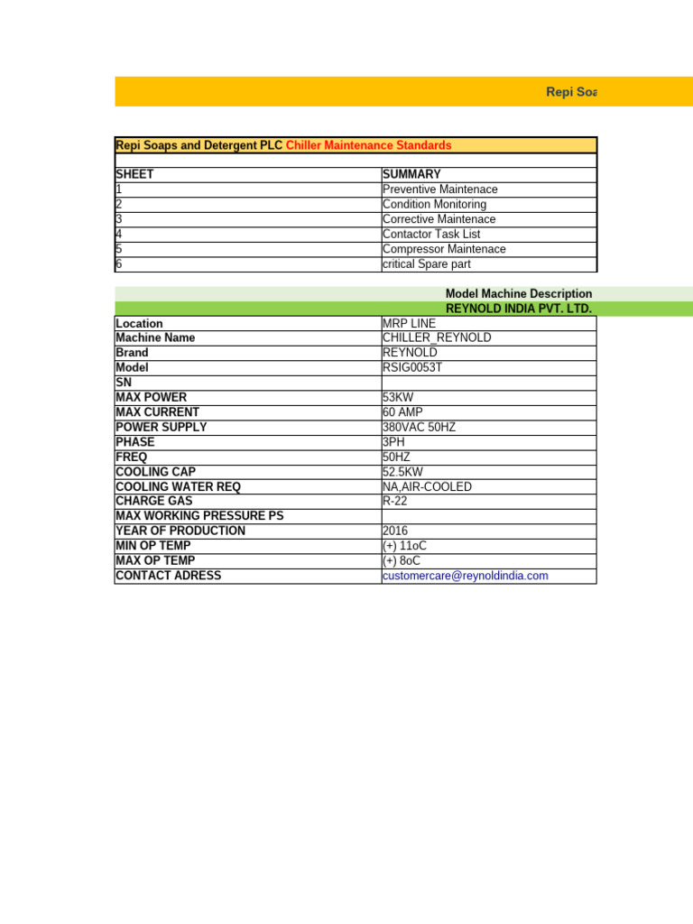 Chiller Maintenace Standards - MRP & Ajax | PDF Chiller Maintenace Standards - MRP & Ajax | PDF