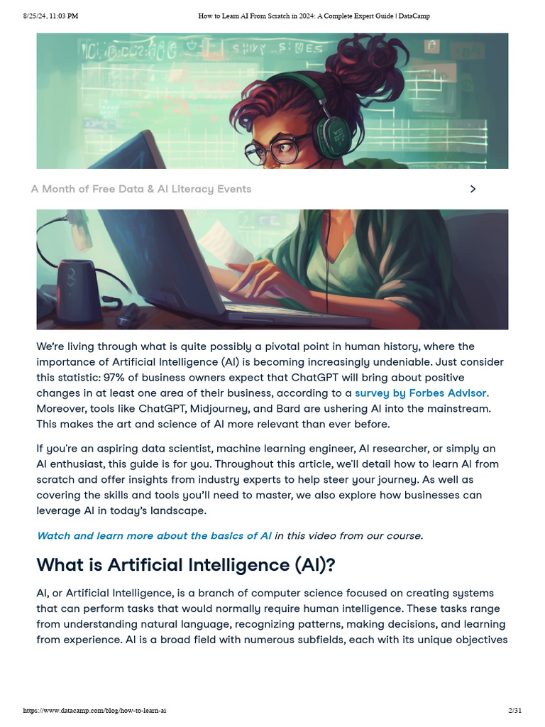 How To Learn AI From Scratch in 2024 - A Complete Expert Guide - DataCamp | PDF