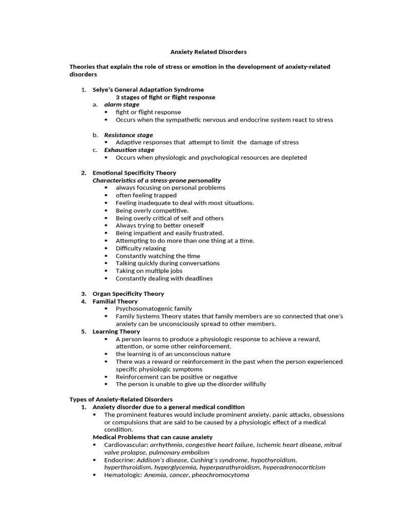2 Anxiety Related Disorders | PDF