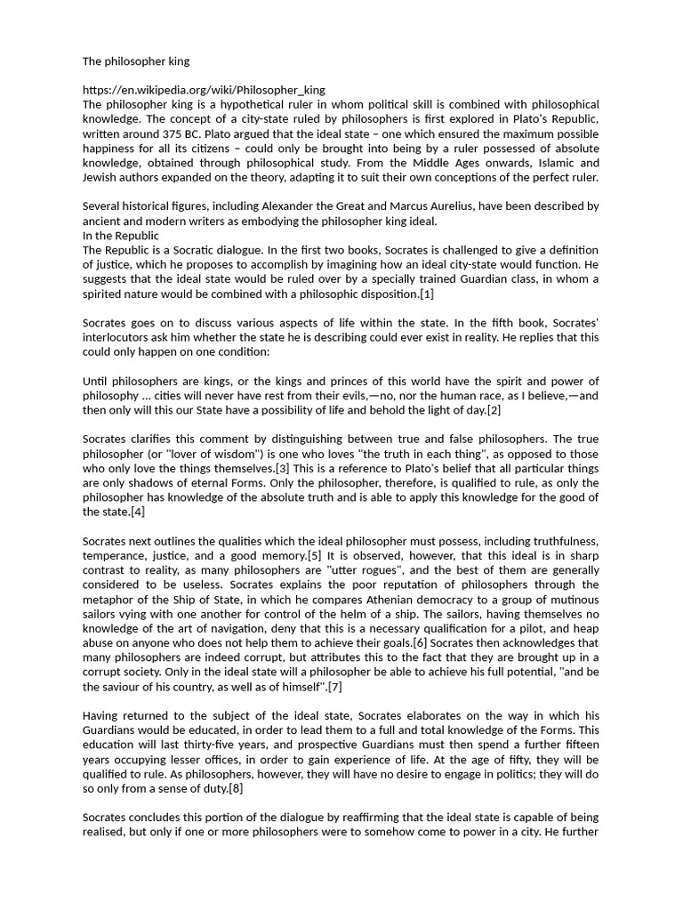 The Philosopher King Concept Explained | PDF | History