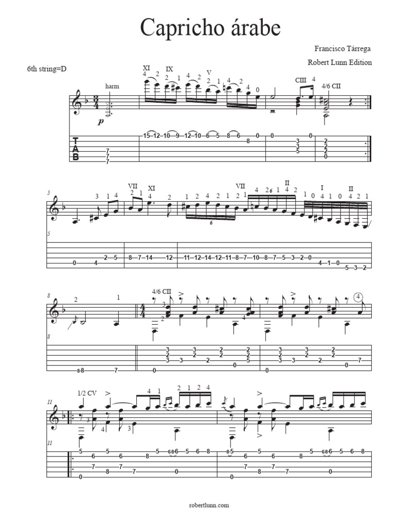 Tarrega Capricho Arabe - Score | PDF