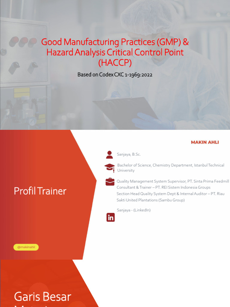 Materi GMP & Haccp Food Safety Batch 94 Makin Ahli 2023 | PDF