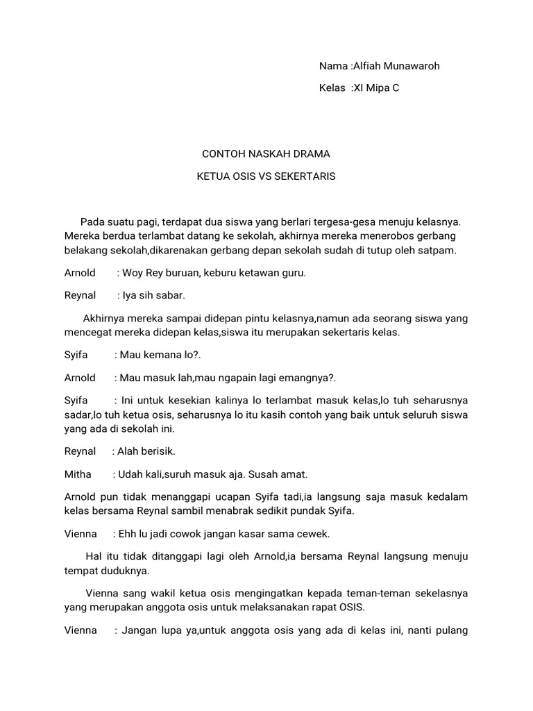 Naskah Drama (Alfiah Munawaroh) | PDF