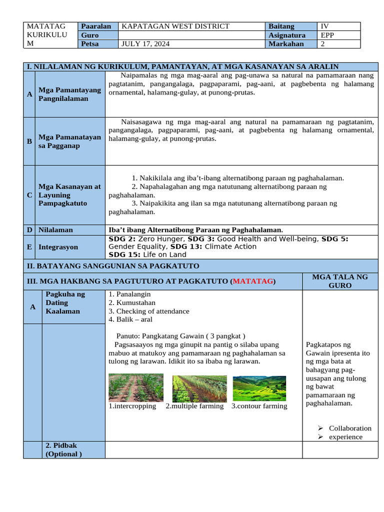 Matatag DLP Epp 4 | PDF