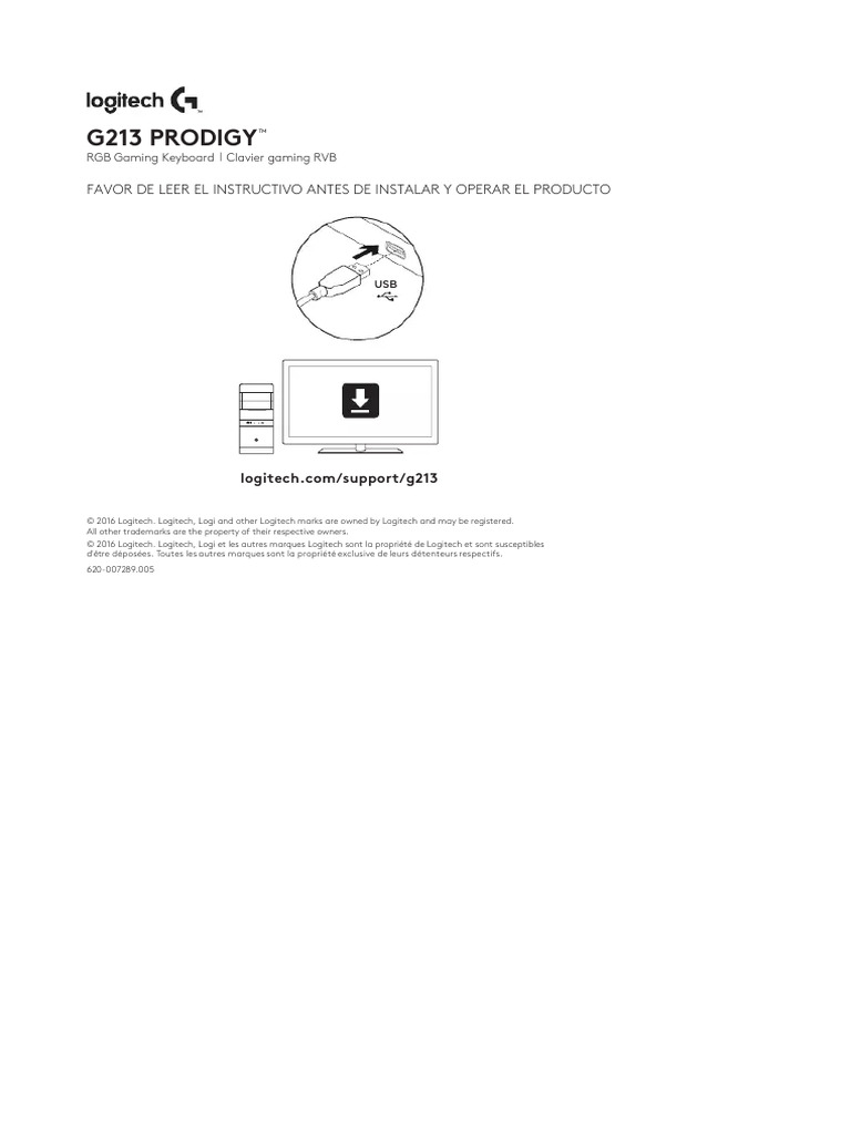 User Manual Logitech G213 Prodigy (English - 1 Pages) | PDF