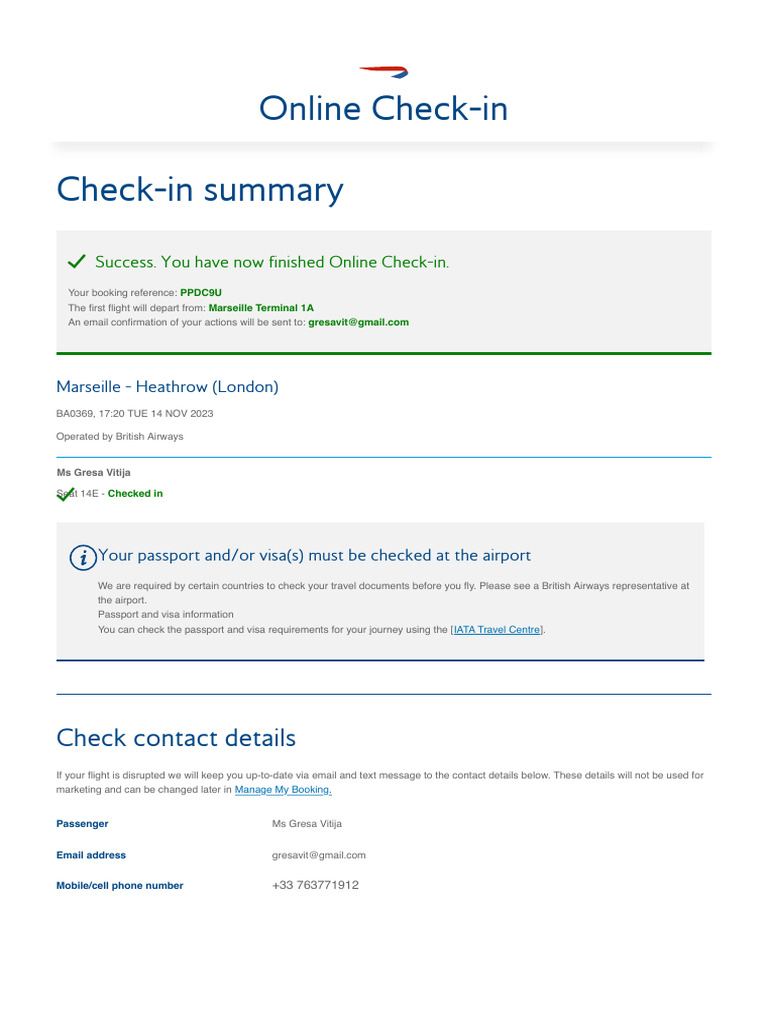 Check-In Summary | PDF