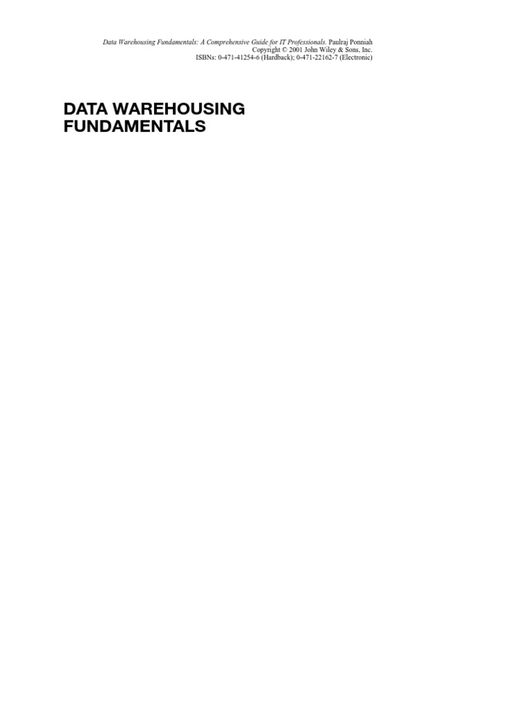 Data Warehousing Fundamentals Paulraj Ponniah | PDF | Data Warehouse | Metadata