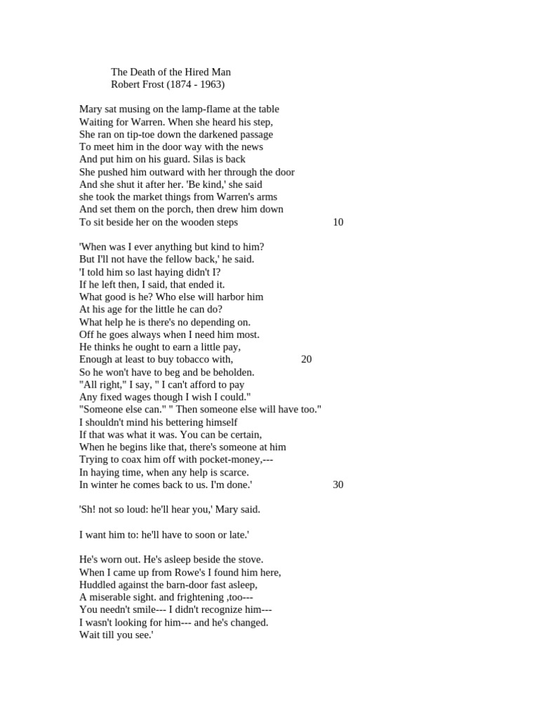 The Death of The Hired Man | PDF