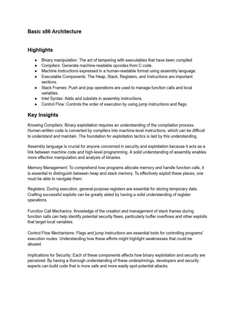 Basic x86 Architecture | PDF