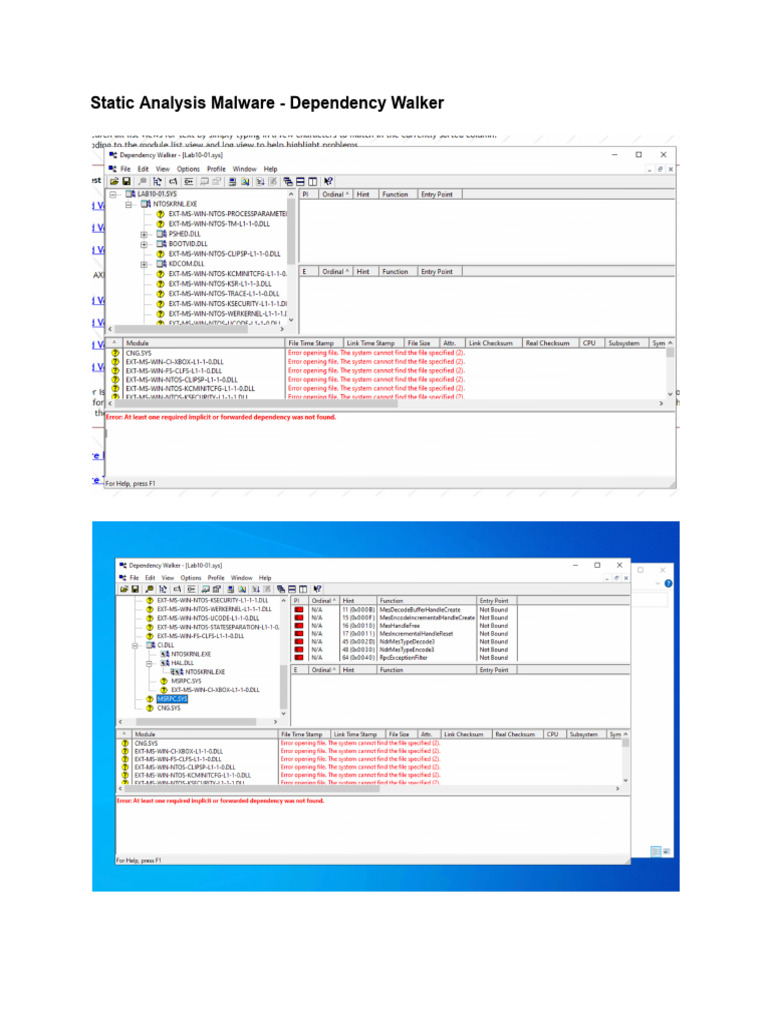Static Analysis Malware - Dependency Walker | PDF Static Analysis Malware - Dependency Walker | PDF