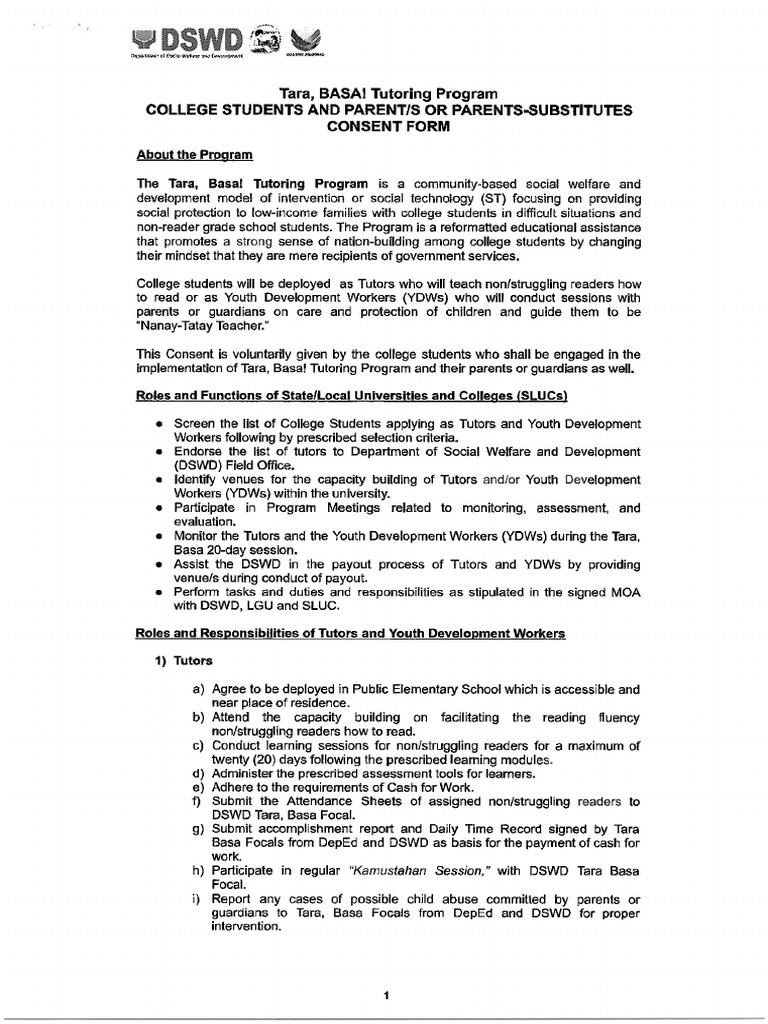 Tara Basa Tutoring Program College Students and Parents or Parents ...