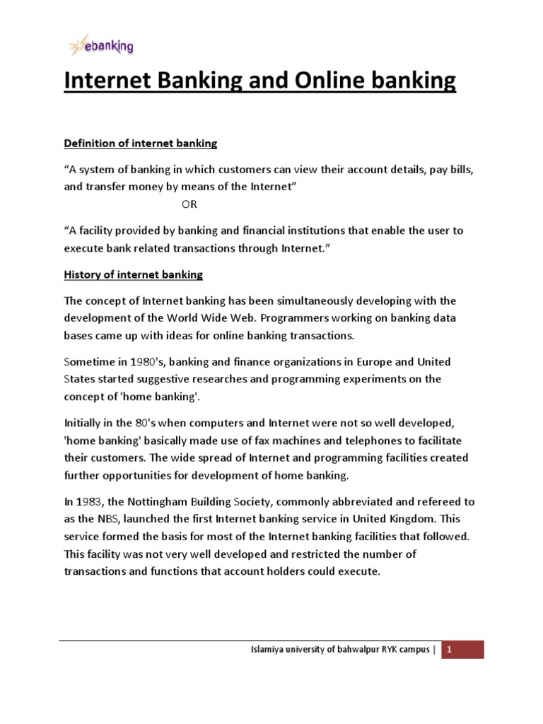 E Banking | PDF | Online Banking | Banks & Banking