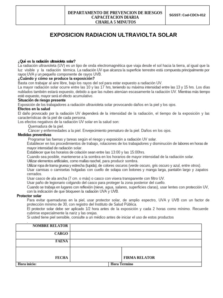 12 Exposicion A Radiacion Uv | PDF