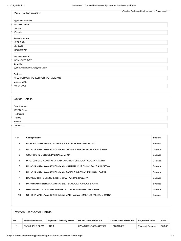 Welcome - Online Facilitation System For Students (OFSS) | PDF