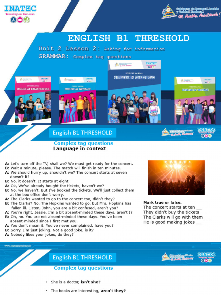 English B1 Threshold Resources U2 L2 | PDF