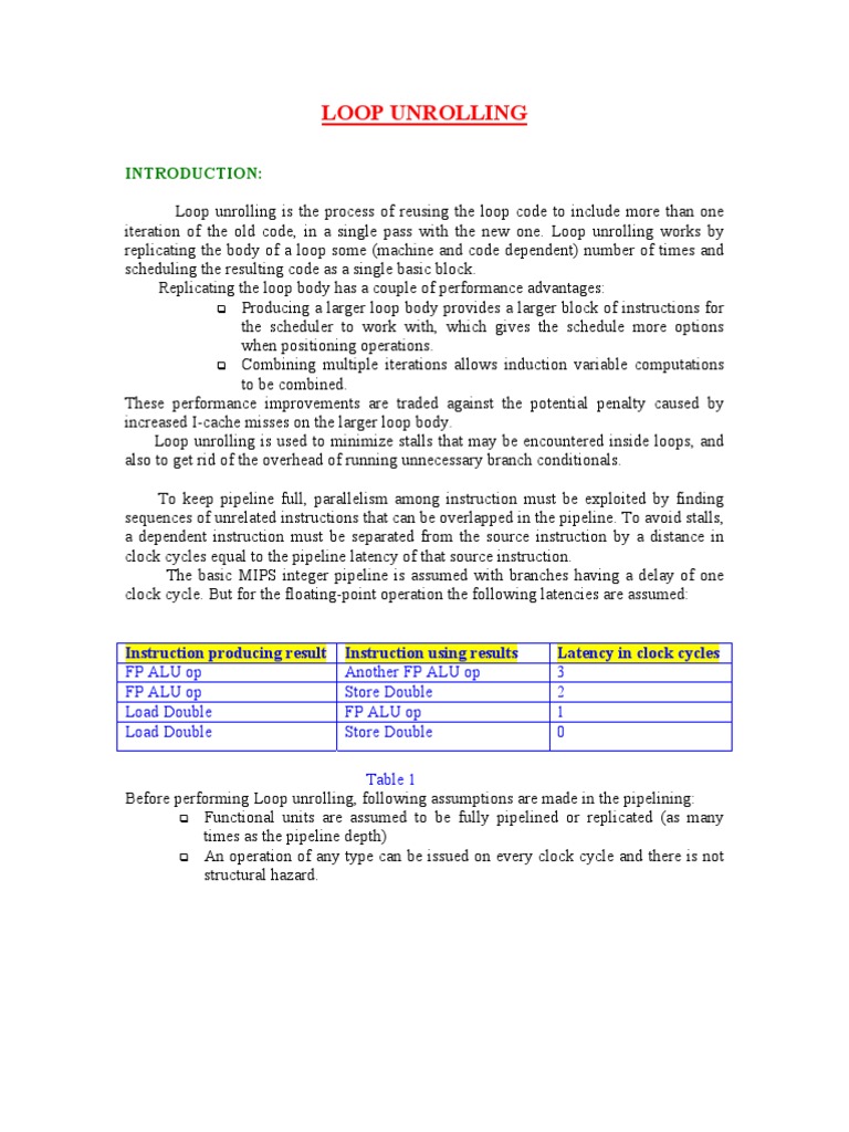 MN Loop Unrolling | PDF | Control Flow | Instruction Set