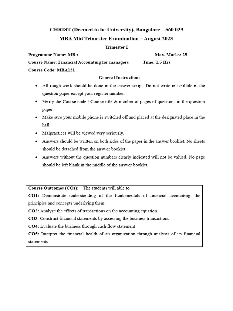 FAM 2023 - MTE QP - Set 2-Keys | PDF