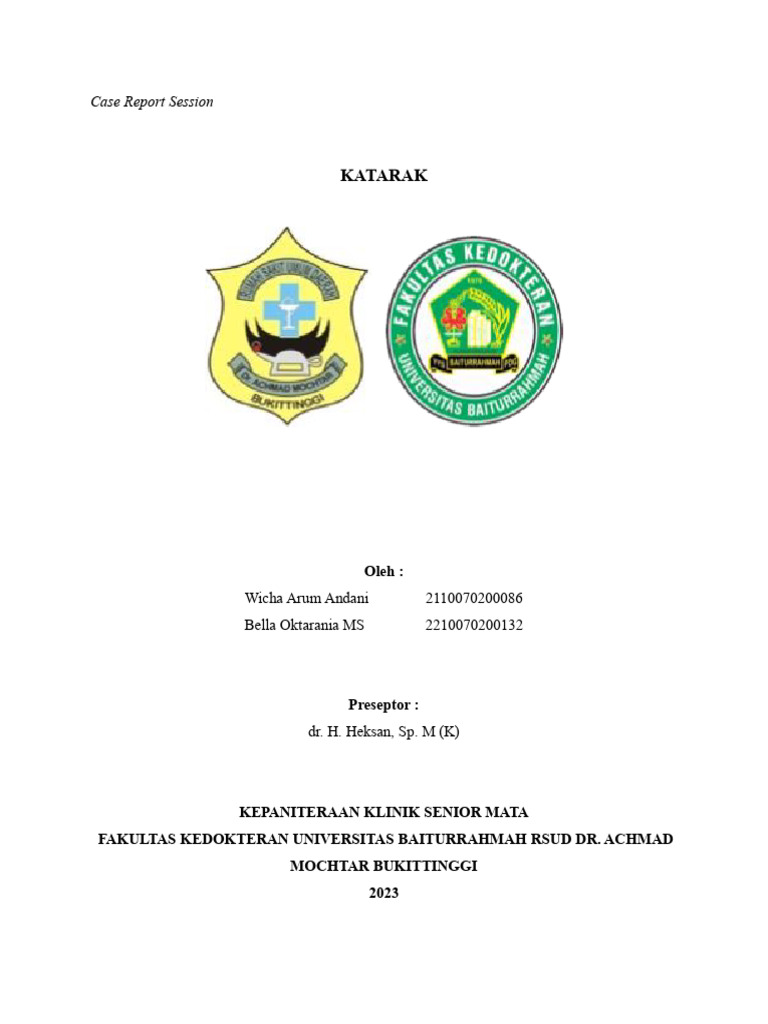 Case Report Session Katarak (Wicha Dan Bella) | PDF