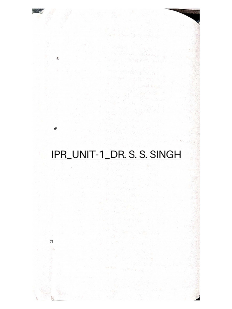 Ipr - Unit-1 - Dr. S. S. Singh | PDF