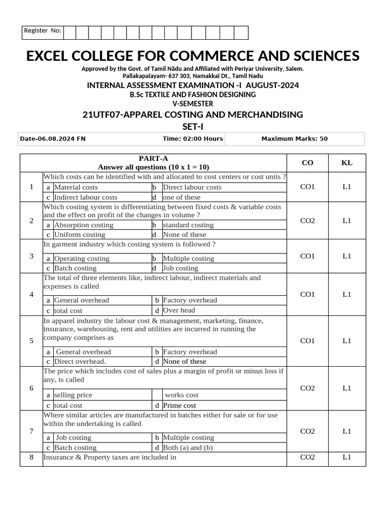 Iii-Tfd Acm Iae-I Set-I | PDF