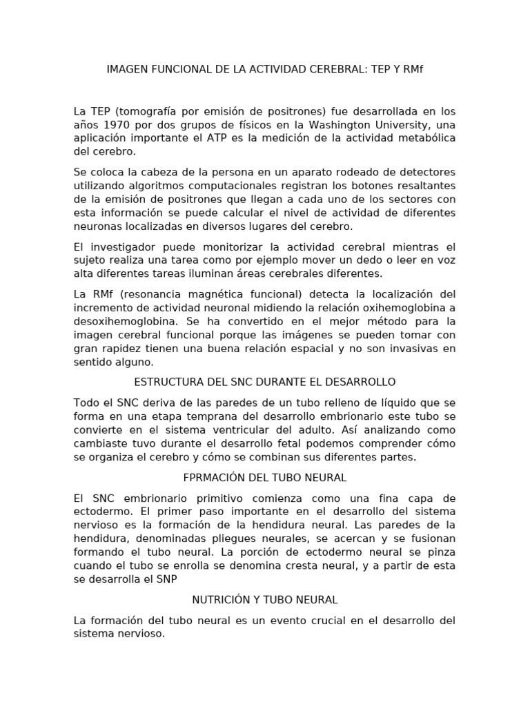 Imagen Funcional de La Actividad Cerebral | PDF