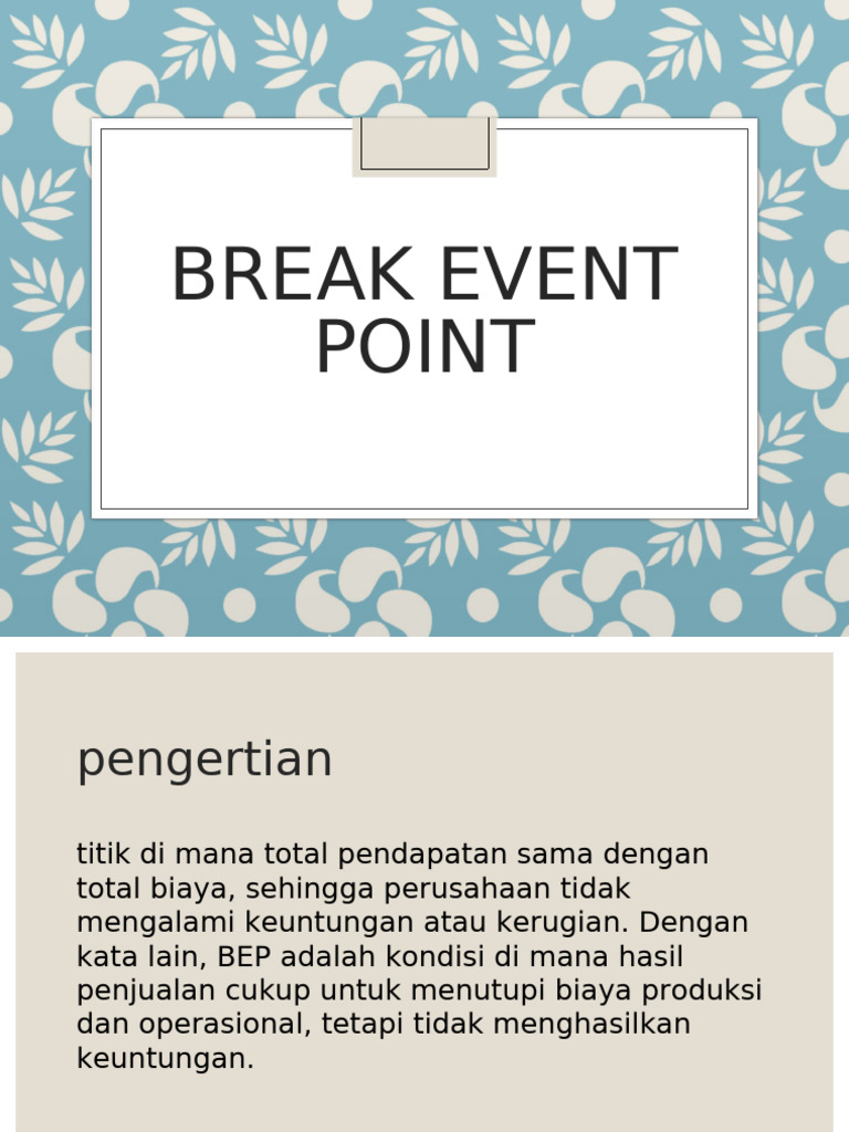 Analisa Break Event Point BEP | PDF