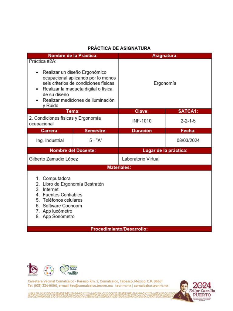 Practica 2A, 6 Condiciones Fisicas | PDF