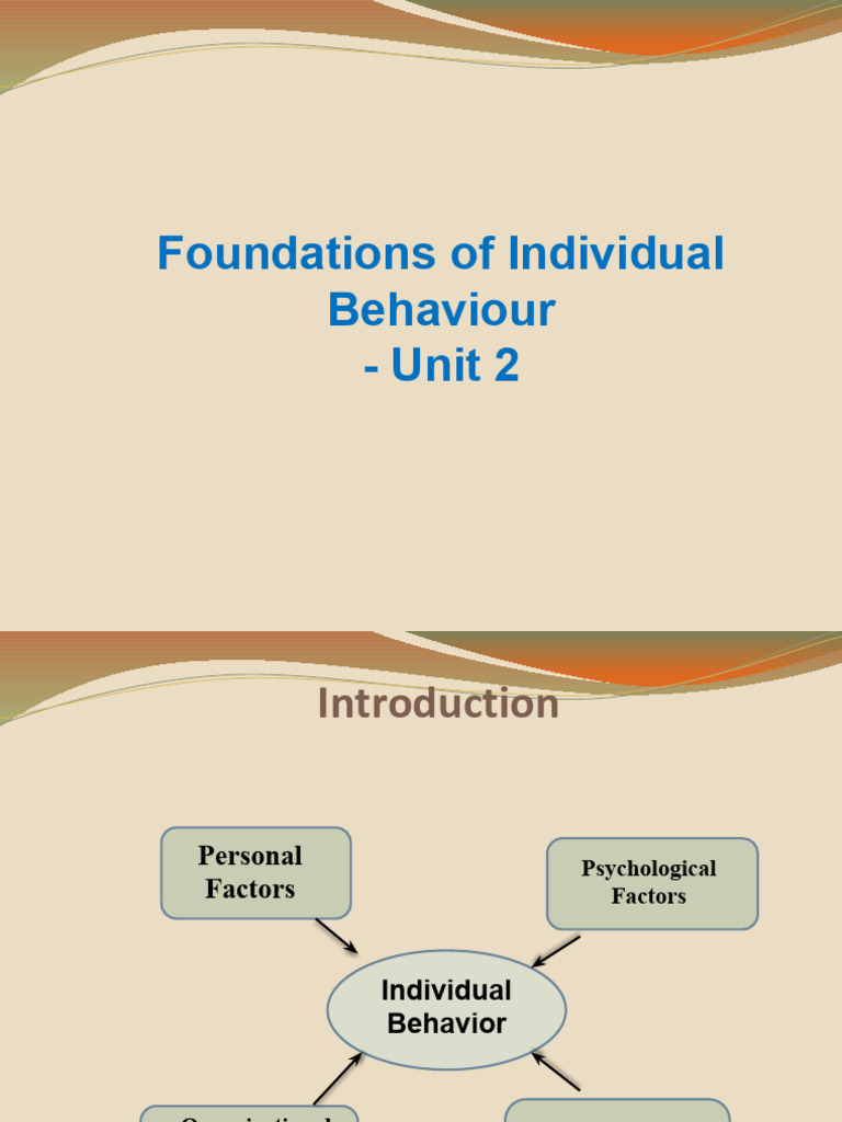 Unit 2 - Foundations of Individual Behaviour | PDF