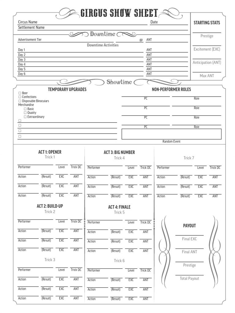 Extinction Curse Circus Sheet | PDF