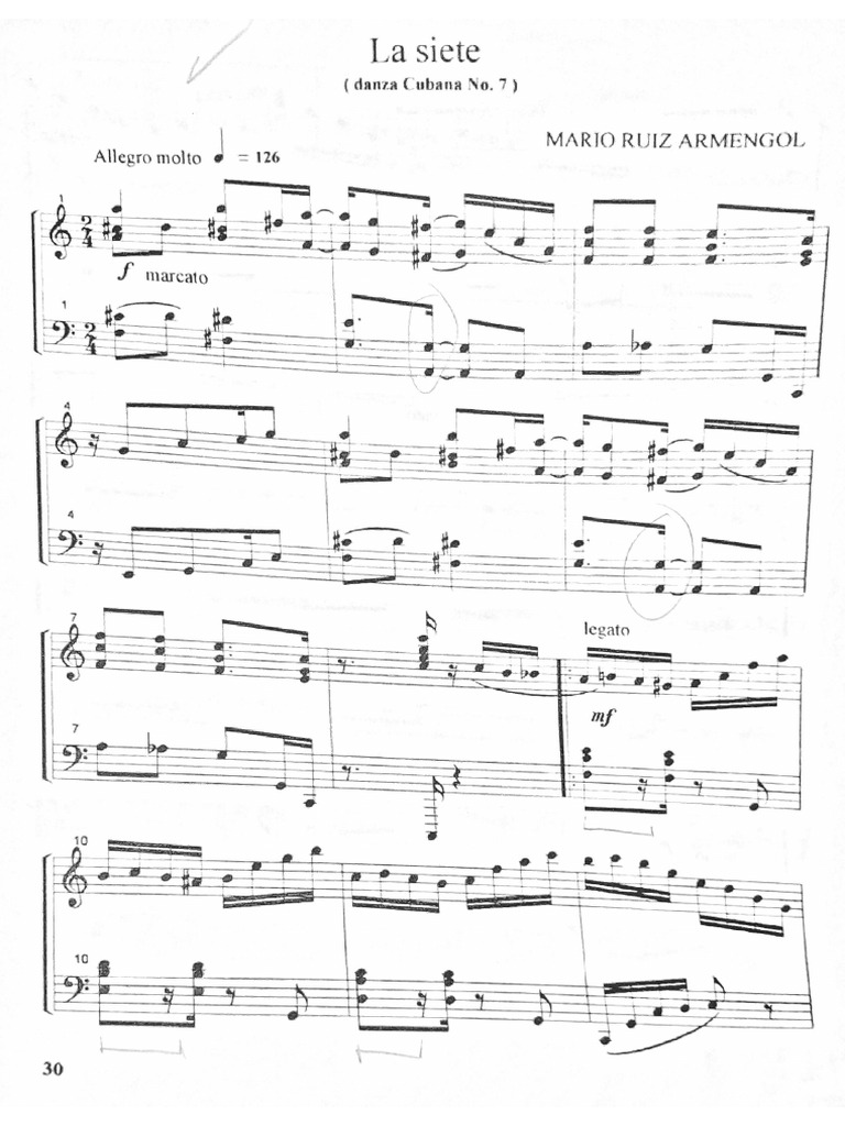 Danza Cubana No.7 - La Siete - Mario Ruiz Armengol | PDF