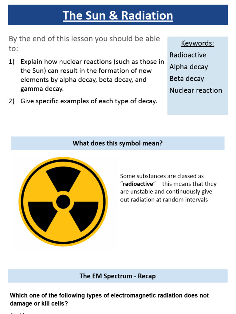 Lesson 3 The Sun - Radioactivity | PDF