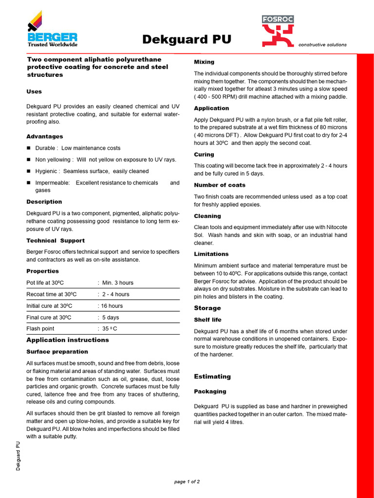 Tds Dekguard Pu Bfl3 | PDF