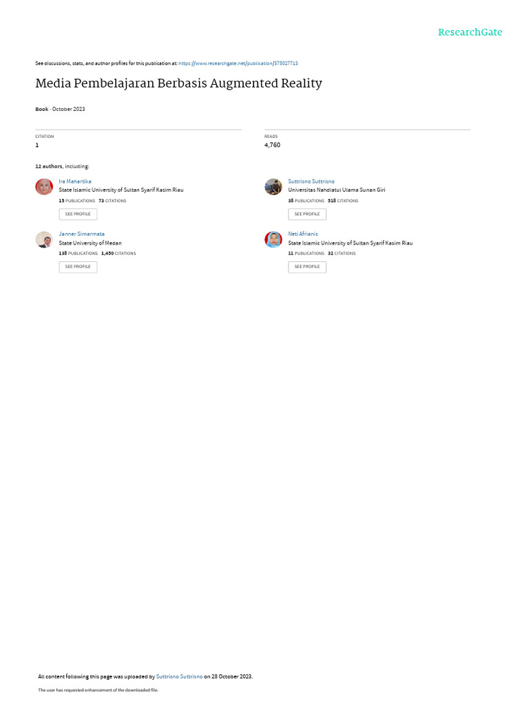 Full Book Media Pembelajaran Berbasis Augmented Reality | PDF