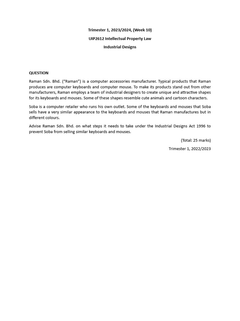 Week 10 UIP2612 Tutorial Industrial Design | PDF