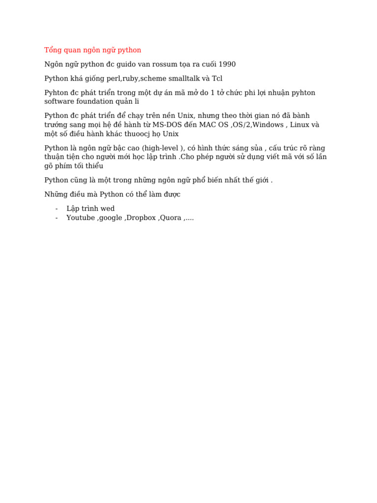 T NG Quan Ngôn NG Python | PDF