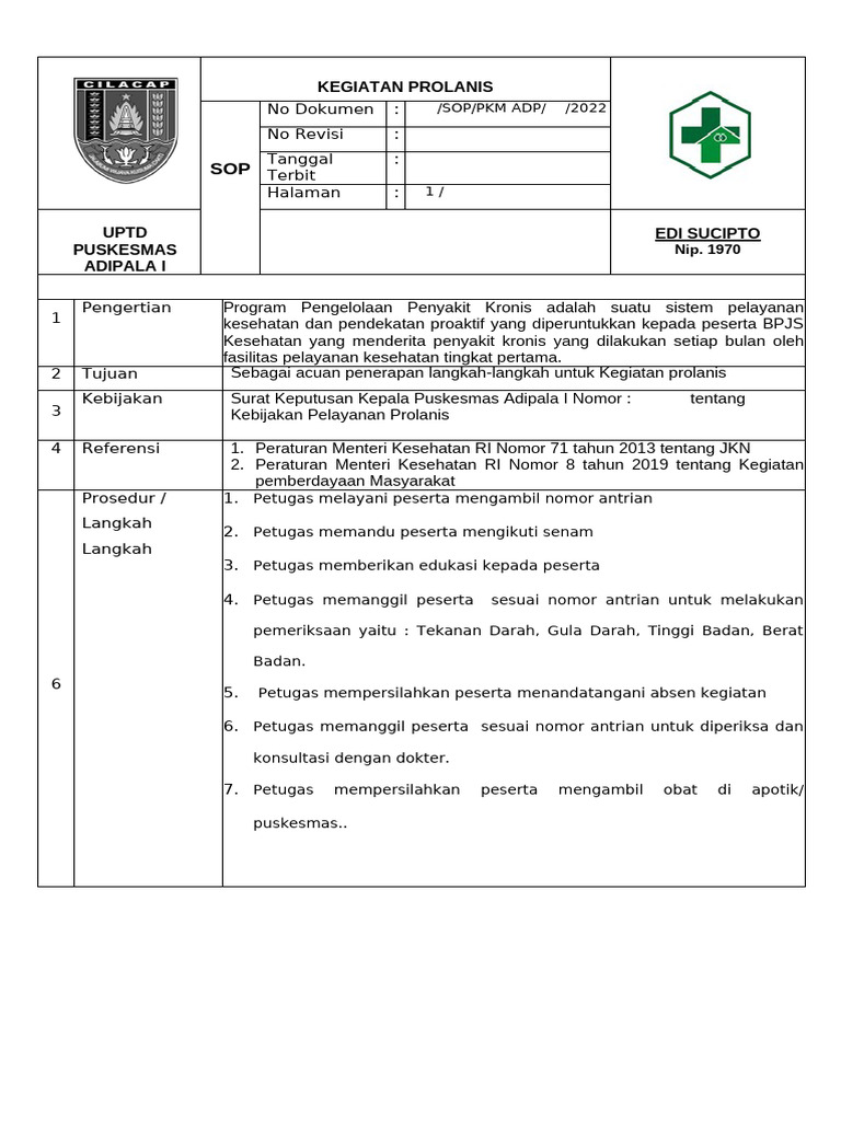 Sop Prolanis | PDF
