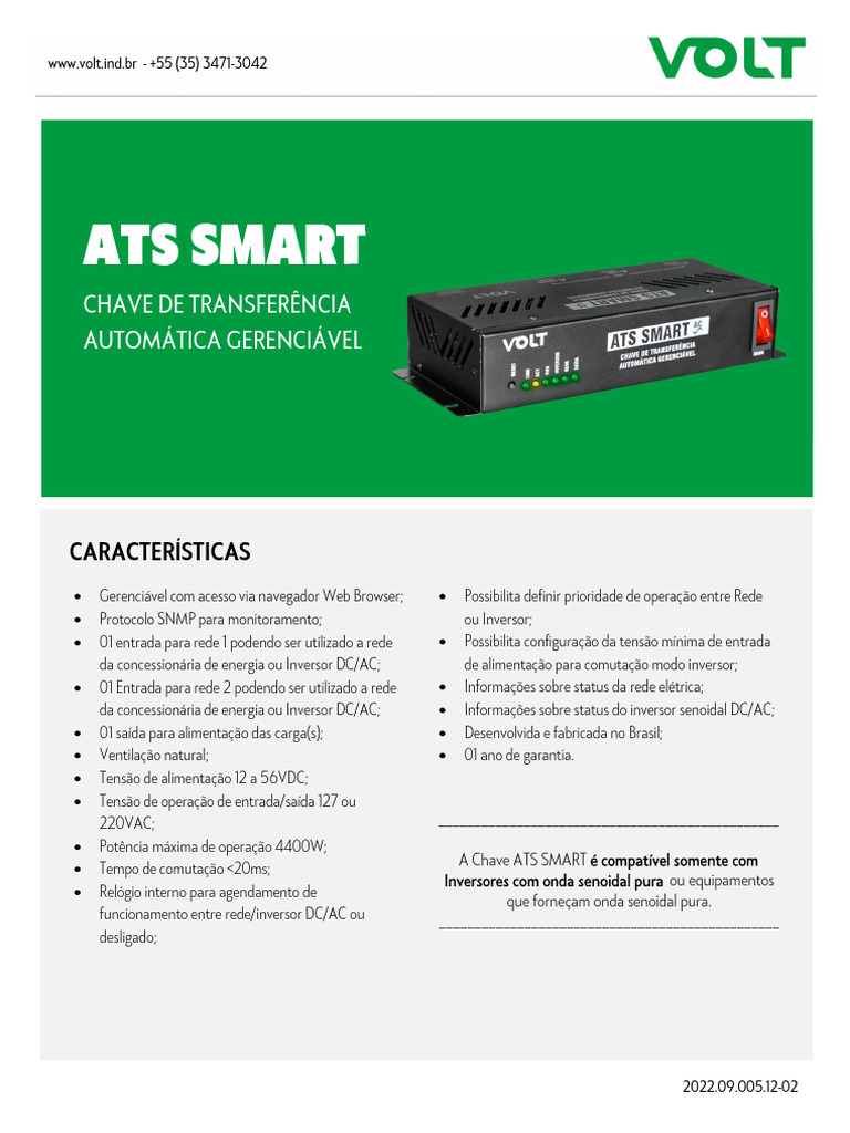 Datasheet ATS SMART 2 | PDF
